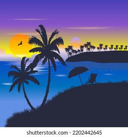 Vector Summer Landscape Sunset Stylish Images Stock Vector (Royalty ...