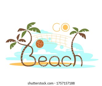 Vector Summer Poster Lettering Beach Palms Stock Vector (Royalty Free ...
