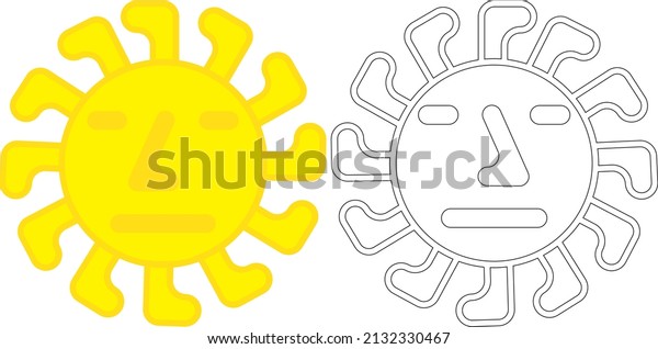 Vector Sun God Icon Yellow Outline Stock Vector (Royalty Free ...