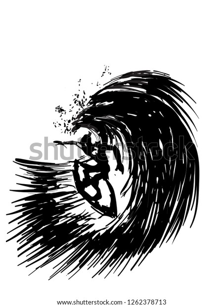 Vector Surf Wave Illustration Engraving Stock Vector (Royalty Free ...