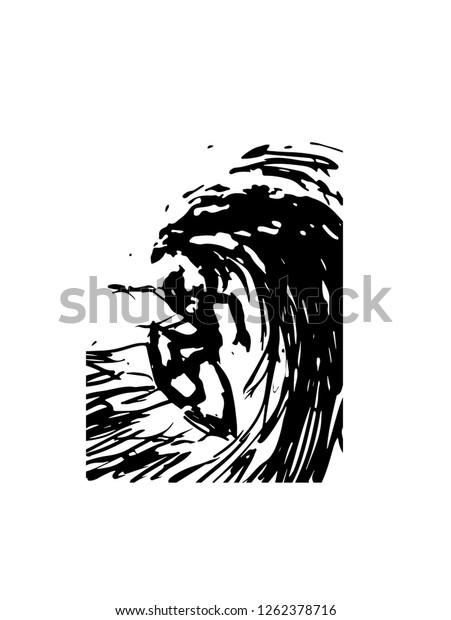 Vector Surf Wave Illustration Engraving Stock Vector (Royalty Free ...
