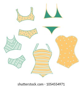 Vector Swimsuits Set Stock Vector (Royalty Free) 1054554971 | Shutterstock