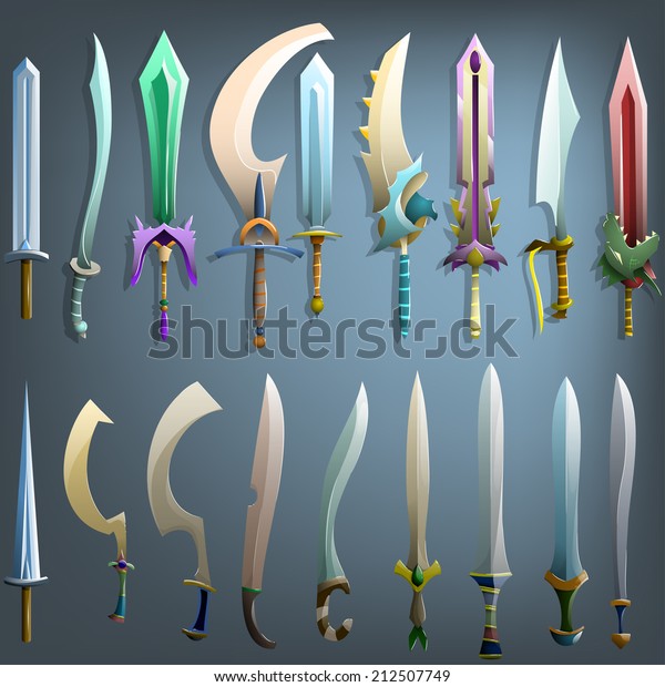 Vector Swords Set Vector Illustrations: vector de stock (libre de ...