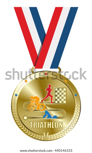 Vector Symbol Triathlon Medals Flat Design Stock Vector (Royalty Free ...