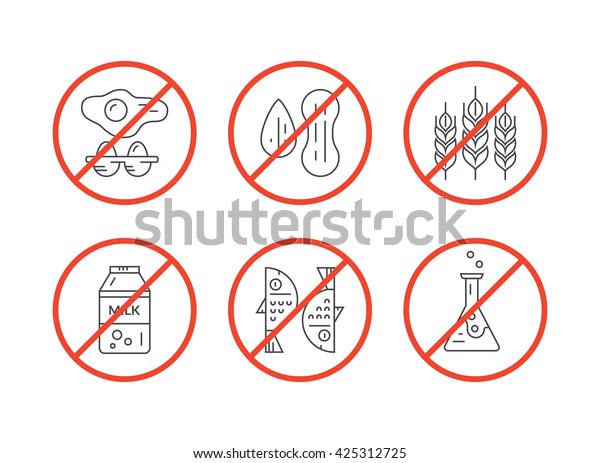 Vector Symbols No Seafood No Lactose Stock Vector (Royalty Free) 425312725