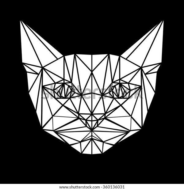 Vector Symmetrical Illustration Cat White Triangles Stock Vector ...