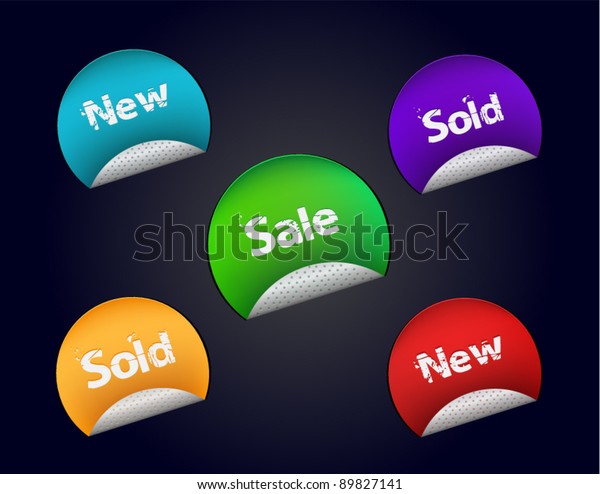 Vector Tag Stickers Style Adhesive Plaster Stock Vector (Royalty Free ...