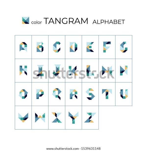 Vector Tangram Alphabet 26 Color Isolated 库存矢量图（免版税）1539631148