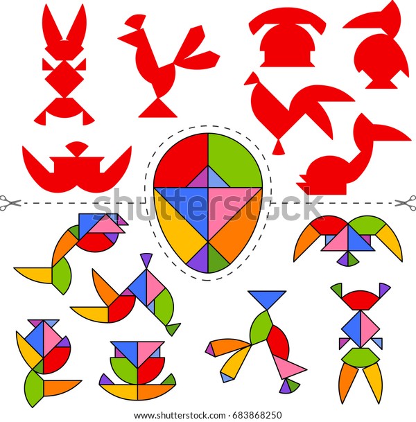 Vector Tangram Egg Geometric Puzzle Collection : image vectorielle de ...