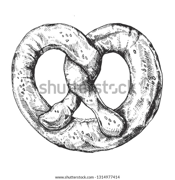 Vector Tasty Pretzel Illustrationbrezel Sketch Drawing Stock Vector ...