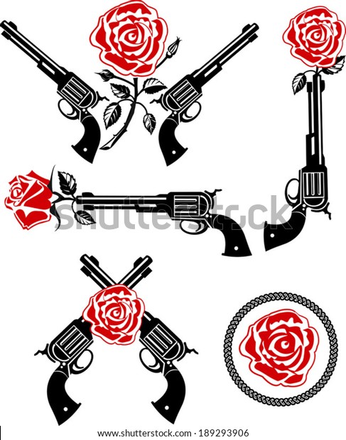 Vector Tattoo Rose Gun: เวกเตอร์สต็อก (ปลอดค่าลิขสิทธิ์) 189293906 ...