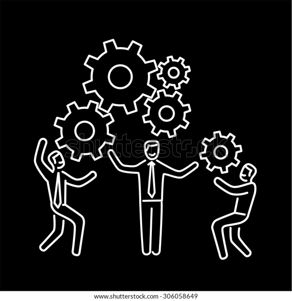 Vector Teamwork Skills Icon Businessmans Gears Stock Vector (Royalty ...