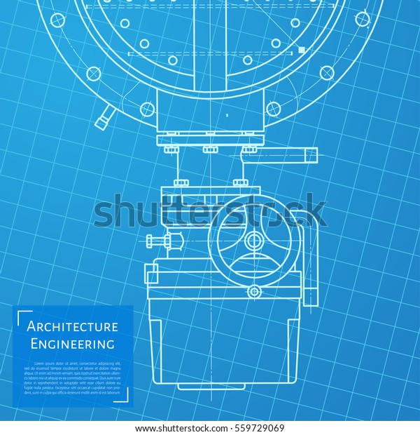 Vector Technical Blueprint Mechanism Engineer Illustration Stock Vector ...