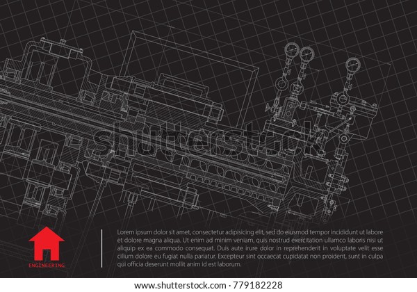 Vector Technical Blueprint Mechanism Engineer Illustration Stock Vector ...