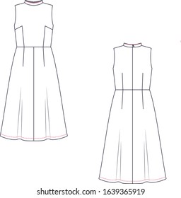 Technical Drawing Woman Sundress Front Back Stock Vector (Royalty Free ...