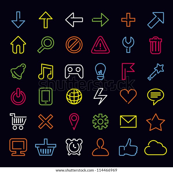 Vector Technology Icons Signs Modern Neon Stock Vector (Royalty Free ...