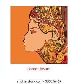 Vector Template Female Profile Tribal Patterns Stock Vector (Royalty ...