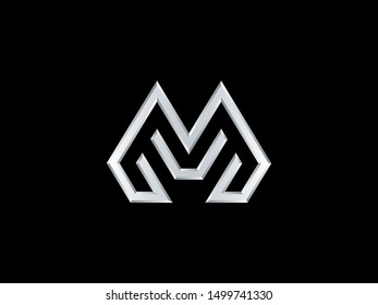 Vector Template Letter M Sign Linear Stock Vector (Royalty Free ...