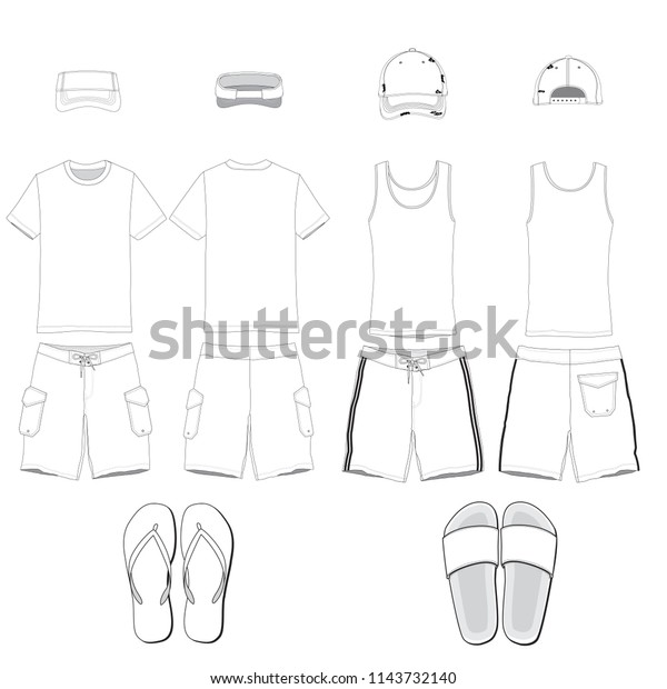 Vector Template Mens Summer Wear Stock Vector (Royalty Free) 1143732140 ...