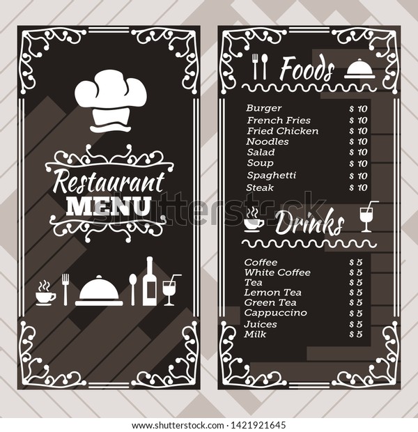 Vector Template Restaurant Food Menu Black Stock Vector (Royalty Free ...