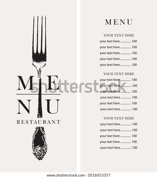 Vector Template Restaurant Menu Price List Stock Vector (Royalty Free ...
