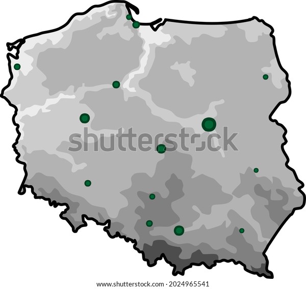 Vector Terrain Elevation Map Poland Stock Vector (Royalty Free ...