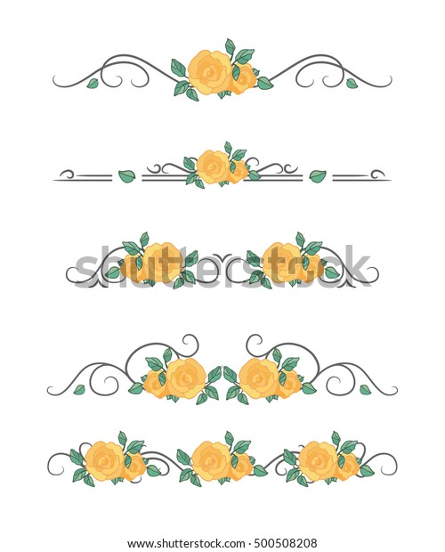 Vector Text Dividers Yellow Roses Stock Vector (Royalty Free) 500508208 ...