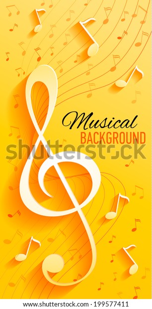 Vector Textured Yellow Background Music Notes Stock Vector (Royalty ...