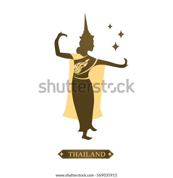 Vector of Thai art. logo design man and woman dancing.