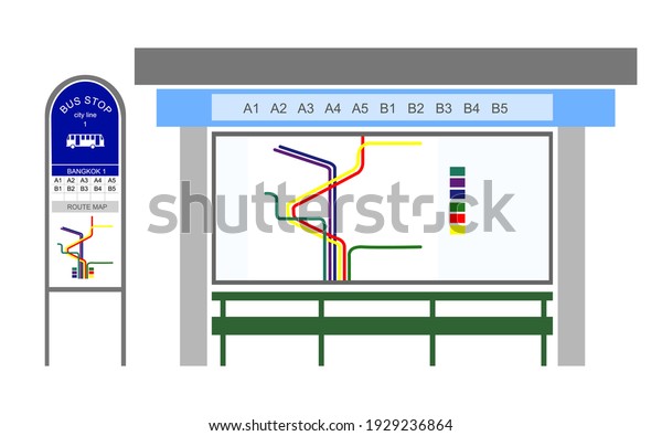 Vector Thailand Bus Stop Route Map Stock Vector (Royalty Free ...