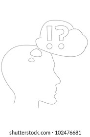 Vector Thinking Head Contour Outline Illustration Stock Vector (Royalty ...