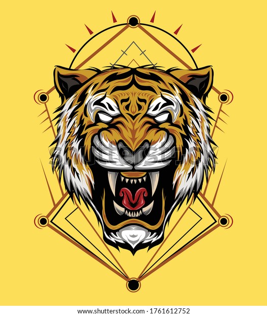 Vector Tiger Roaring Face Angry Tiger Stock Vector (Royalty Free ...