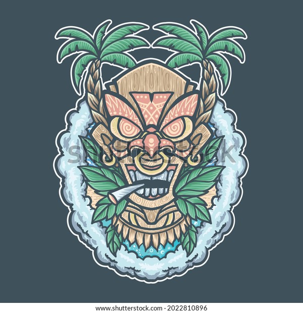 Vector Tiki Summer Illustration Stock Vector (Royalty Free) 2022810896 ...