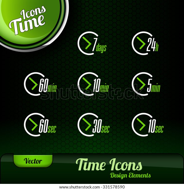 Vector Time Icons Dark Green Background Stock Vector (Royalty Free ...
