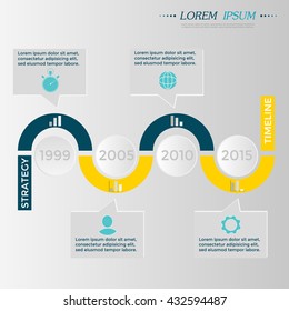 Vector Timeline Infographic On Grey Background Stock Vector (Royalty ...
