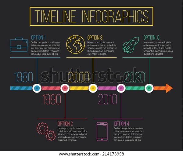 Vector Timeline Infographics Retro Style Design Stock Vector (Royalty ...