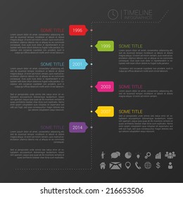Vector Timeline Template Icons Black Background Stock Vector (Royalty ...