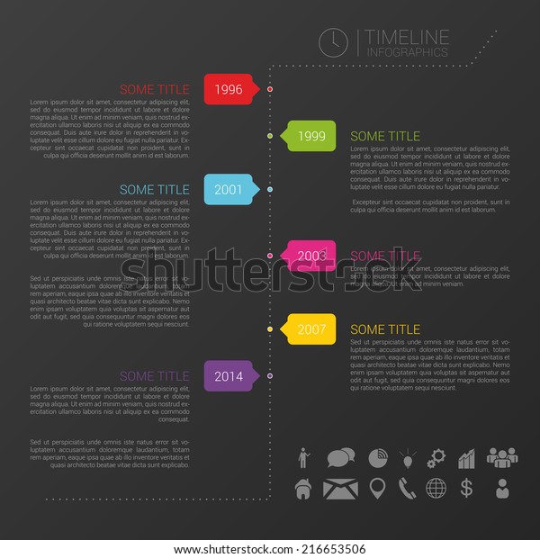 Vector Timeline Template Icons Black Background Stock Vector (Royalty ...