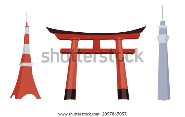 Vector Tokyo Architecture Set Tv Tower Stock Vector (Royalty Free ...