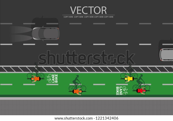 vector top view lane bike symbol on the street