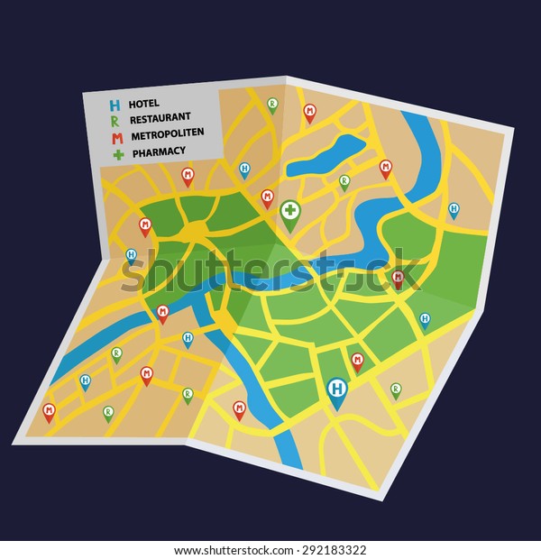 Vector Tourist City Map Vacation Journey Stock Vector (Royalty Free ...