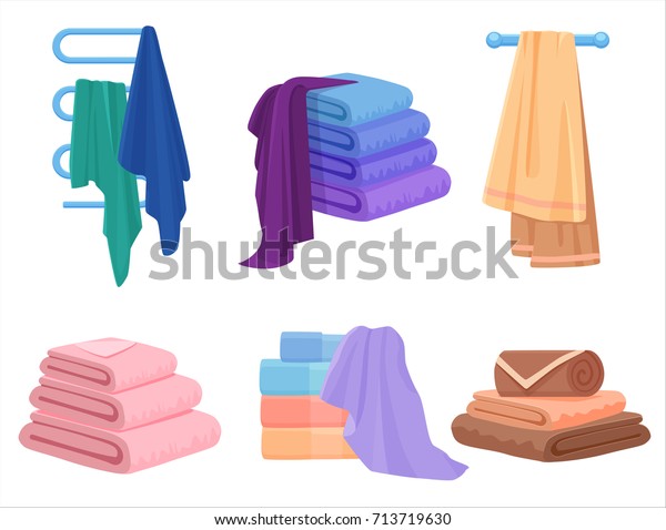 Toallas vectoriales. Toalla de tela para el baño. Ilustración del ...