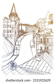 Vector Trace Hand Drawn Sketch Architecture Stock Vector (Royalty Free ...