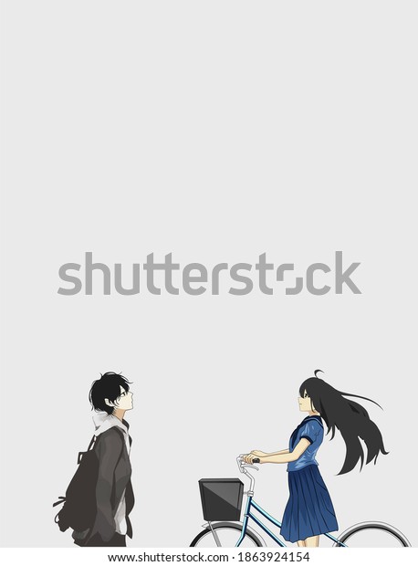 Vector Tracing Boy Girl Anime Style: เวกเตอร์สต็อก (ปลอดค่าลิขสิทธิ์ ...