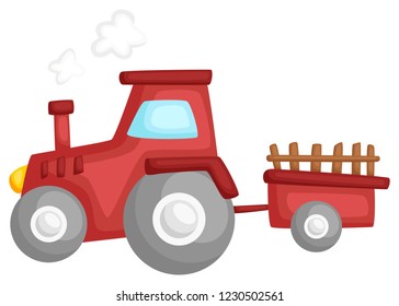 Vector Tractor Pulling Cart Stock Vector (Royalty Free) 1230502561 ...