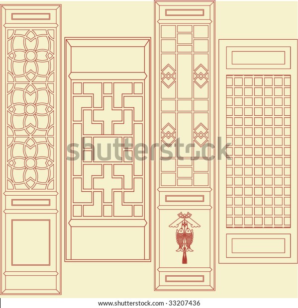 Vector Traditional Asian Window Door Pattern Stock Vector (Royalty Free ...