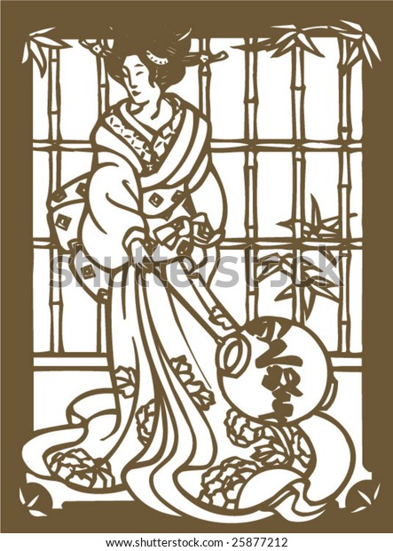 Vector Traditional Japanese Geisha Pattern: เวกเตอร์สต็อก (ปลอดค่า ...
