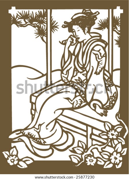 Vector Traditional Japanese Geisha Pattern Stock Vector (Royalty Free ...