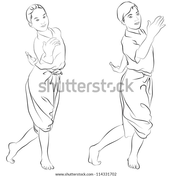 Vector Traditional Thai Dancer Body Language Stock Vector (Royalty Free ...