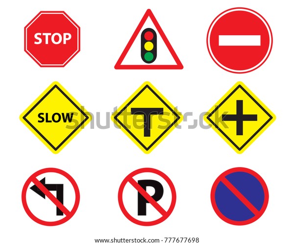 Vector Traffic Sign Icon Danger Road Stock Vector (Royalty Free ...